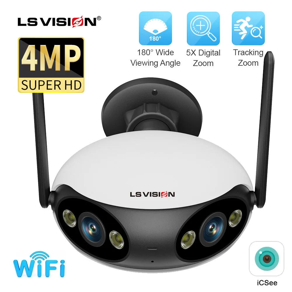 LS VISION 2K Wifi Outdoor Security Camera 4MP 180° Ultra Wide View ...