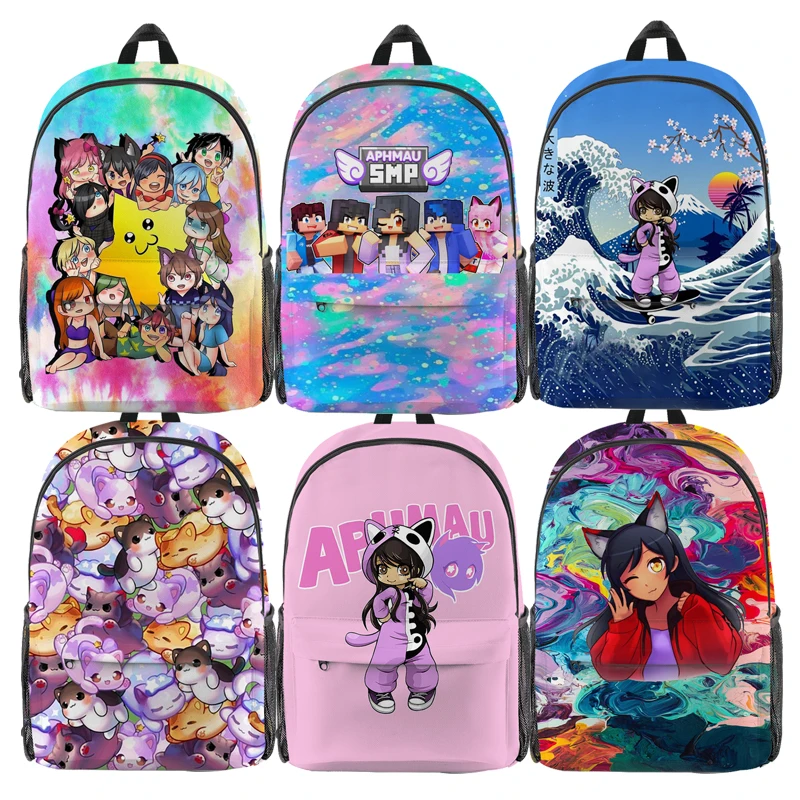 Cartoon Aphmau Backpacks Boys Girls Teens Travel Bags 3D Oxford Cartoon Aphmau Backpacks Boys Girls Teens Travel Bags 3D Oxford