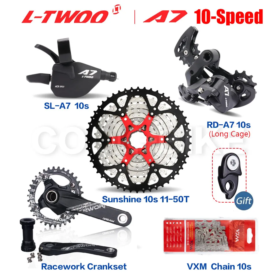 LTWOO-A7-10S-Groupset-10-speed-Racework-Crankset-BCD104-32T-34T-shift ...