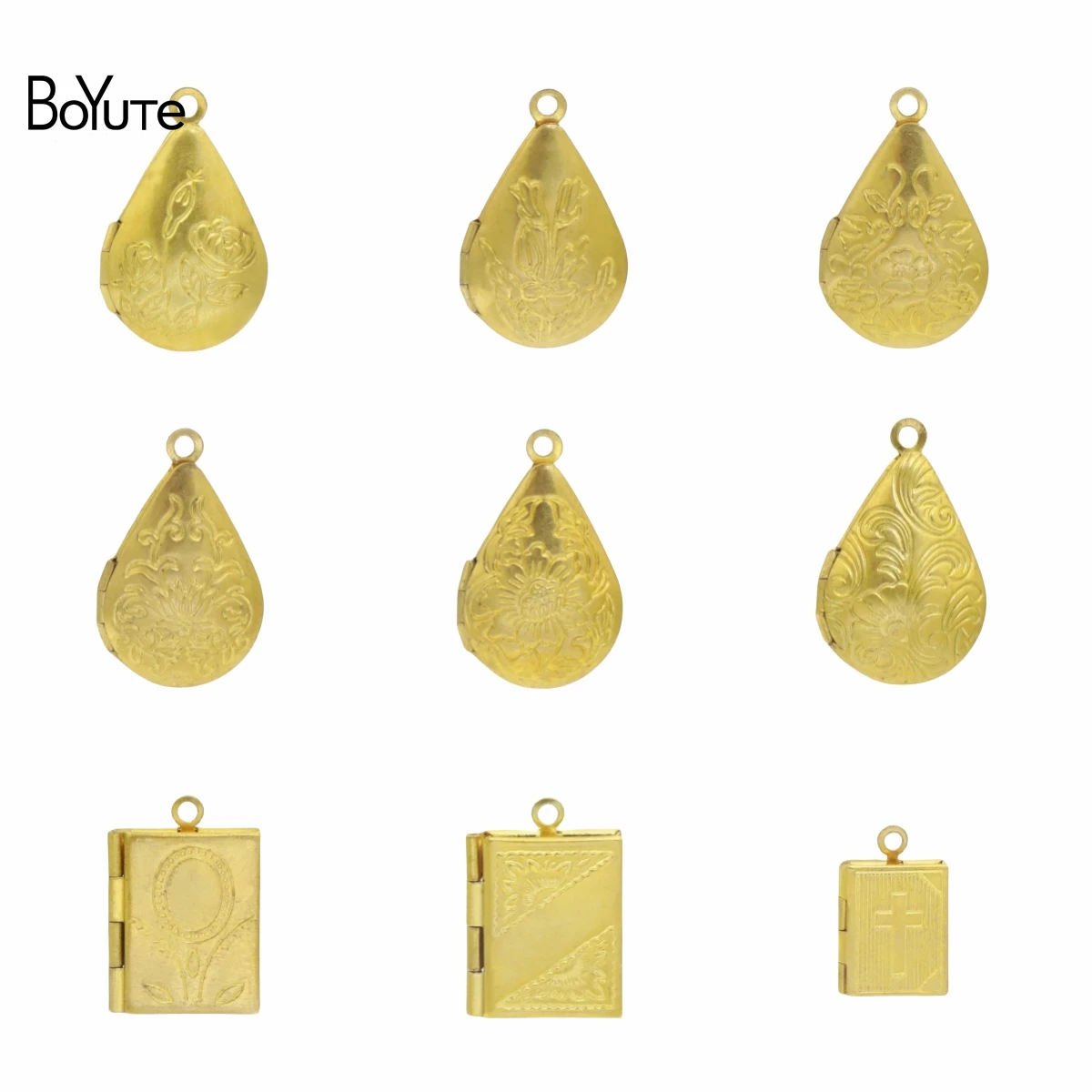 BoYuTe-50-Pieces-Lot-Water-Drop-Shaped-Brass-Lockets-Photo-Locket ...