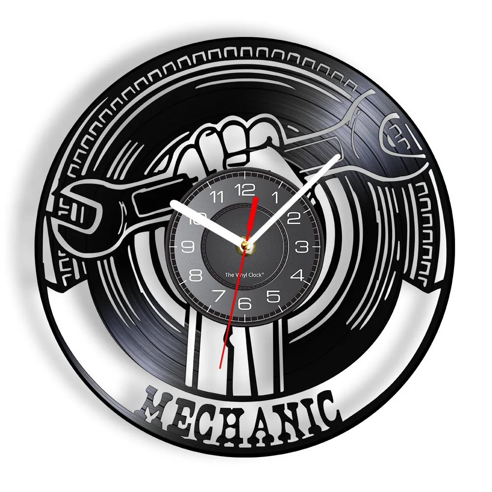 Garage Decorative Vinyl Record Wall Clock Modern Mechanic Tools Car ...