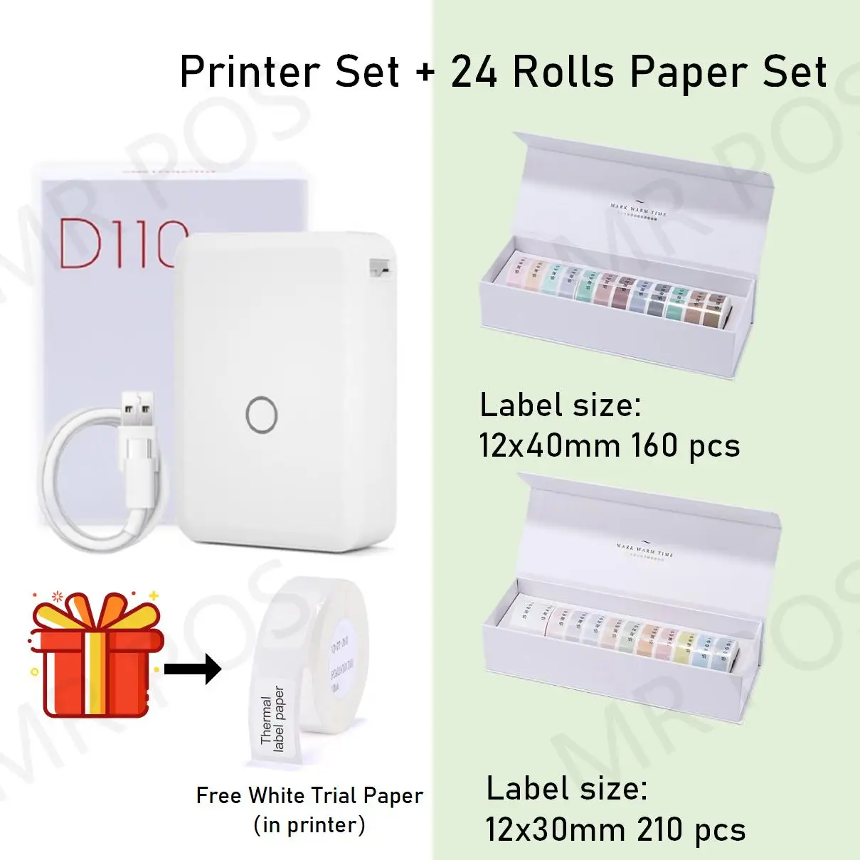 Niimbot D110 무선 블루투스 라벨 프린터, 케이블 라벨 메이커, 휴대용 프린터, 테이프, 사무실, 홈, 실내, 야외 ...