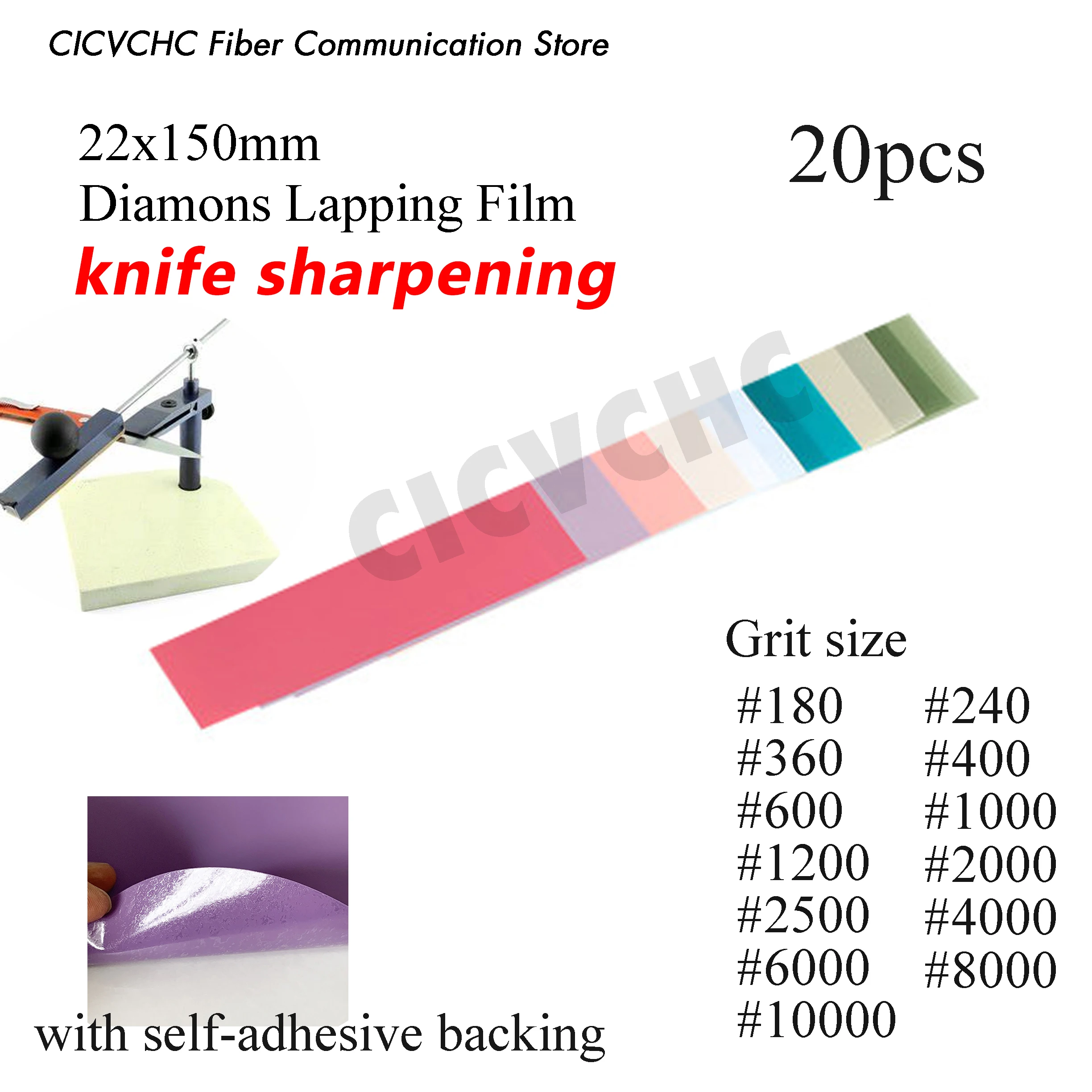 20pcs Diamond Lapping Film Knife Sharpening with self-adhesive backing ...