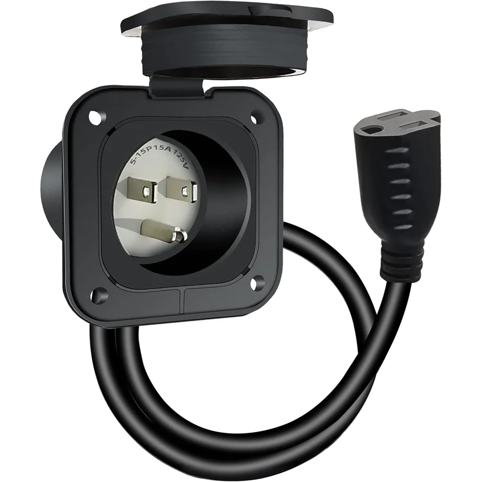 Integrated Extension Cord Plug 15AMP 125V RV Shore Power Inlet Charger ...