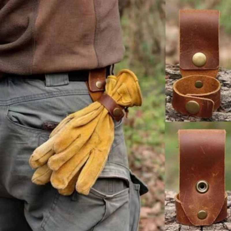 1pc Brown tactical gloves, leather keychain buckle, tactical equipment ...