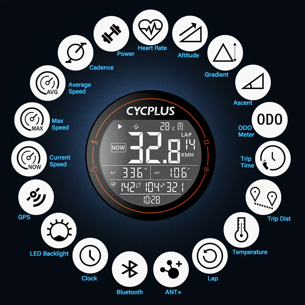 CYCPLUS M2 Gps Cyclocomputer 자전거 컴퓨터 속도계 ANT + Bluetooth 전력계 무선 사이클링 ...