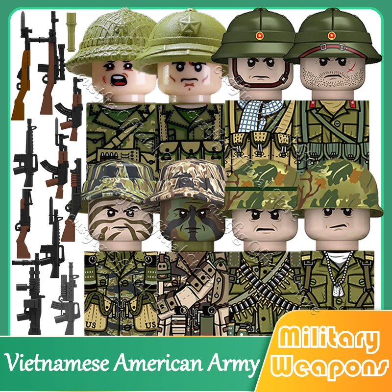 Kids Toy WW2 Military Army Vietnam Infantry US Soldier Figures Building ...