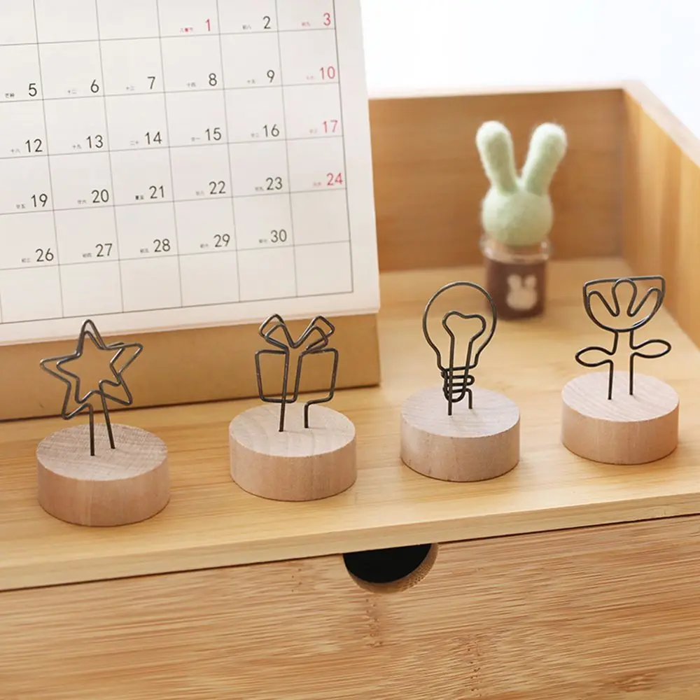 1PC 4CM Creative Round Wooden Note Picture Frame Clip Table Number ...