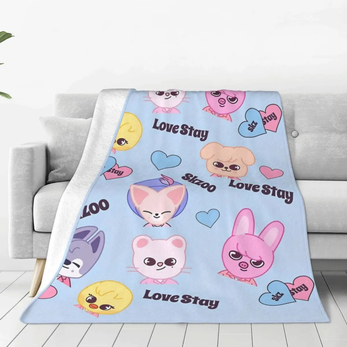 Blue-SKZ-Kpop-Idol-Music-Flannel-Throw-Blanket-Blanket-for-Bedding ...