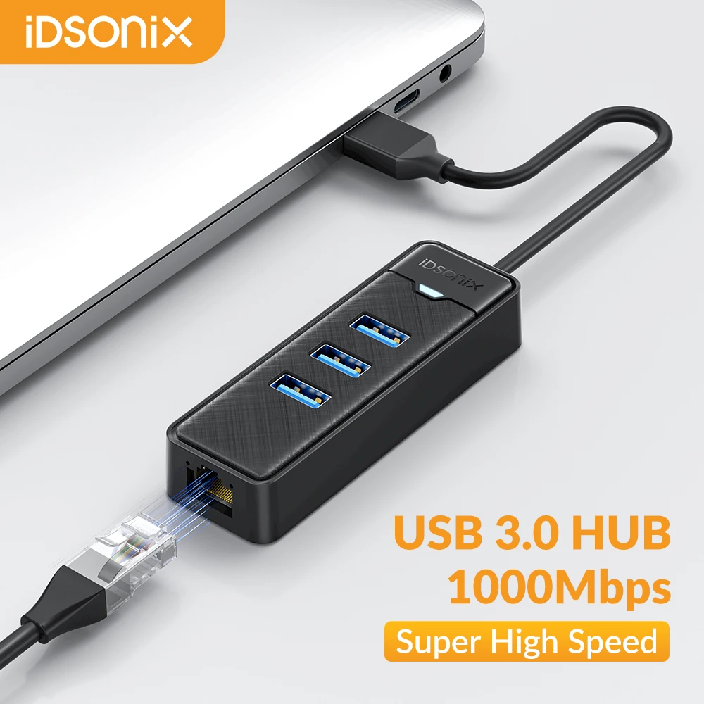 iDsonix 1000Mbps Ethernet USB 3.0 Hub With RJ45 USB Splitter Multi Port ...