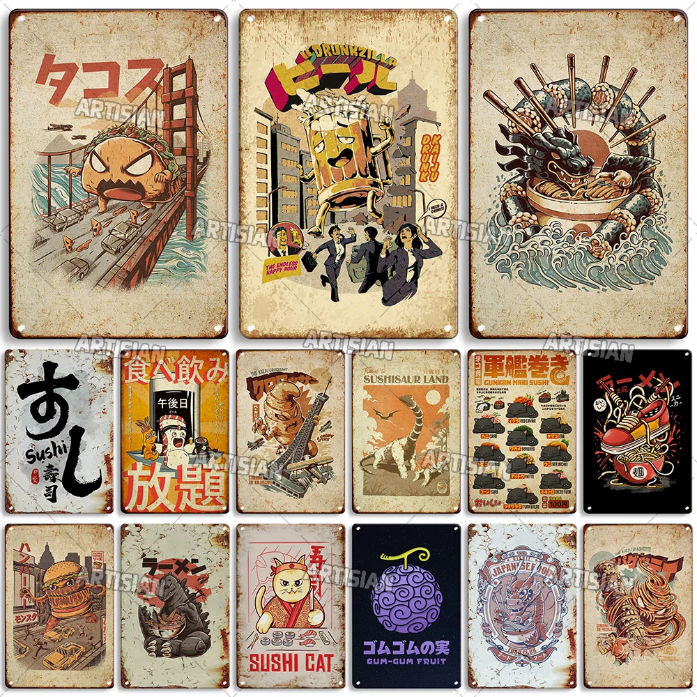 ARTISIAN Japanese Comics Metal Poster Food Metal Tin Sign Wall Plate ...