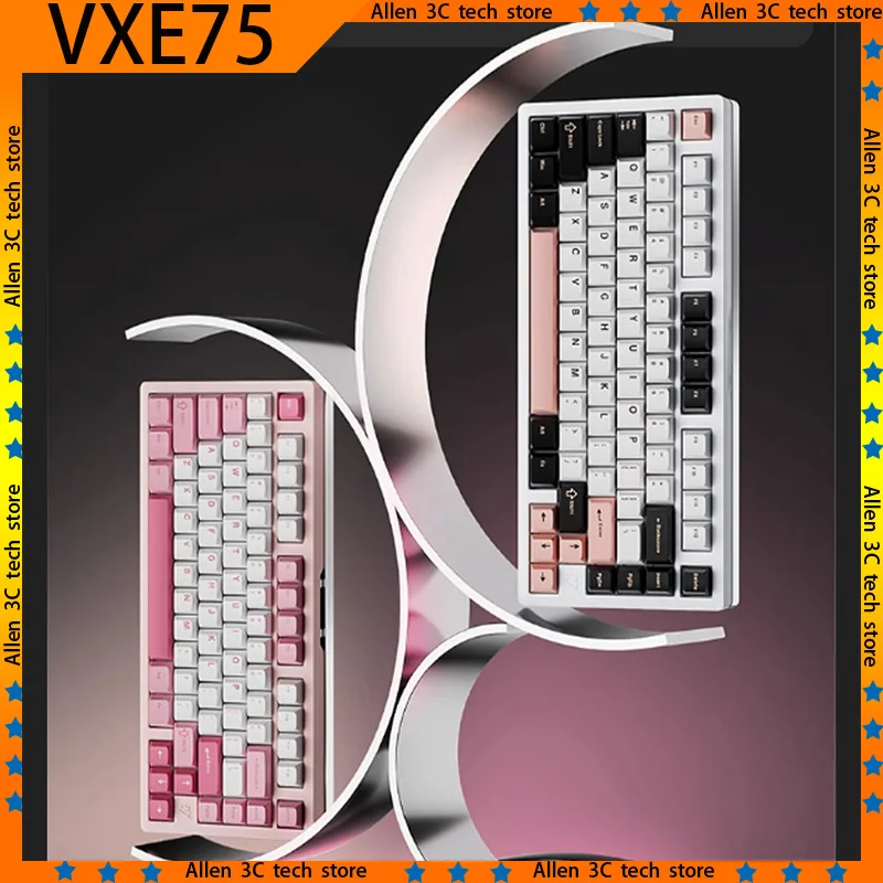 Vgn Vxe75 Mechanical Keyboard Wireless 2.4G Bluetooth USB Three Mode RGB Backlit Hot Swap CNC E ...