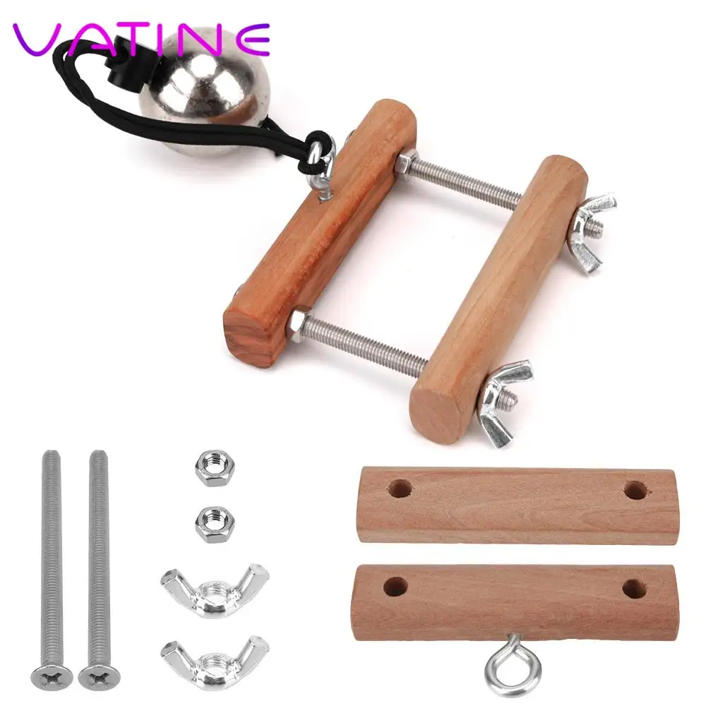 Male-Penis-Training-Wooden-Stretcher-Metal-Ball-Scrotum-Pendant-Ball ...