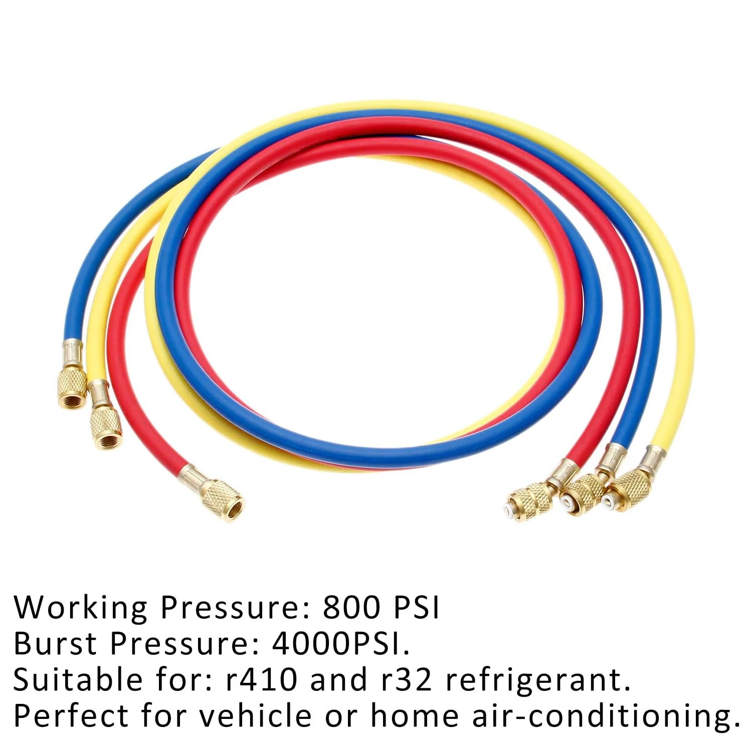 R410A 1/4'' SAE AC Charging Hose Set 800 PSI for HVAC Air Condition ...