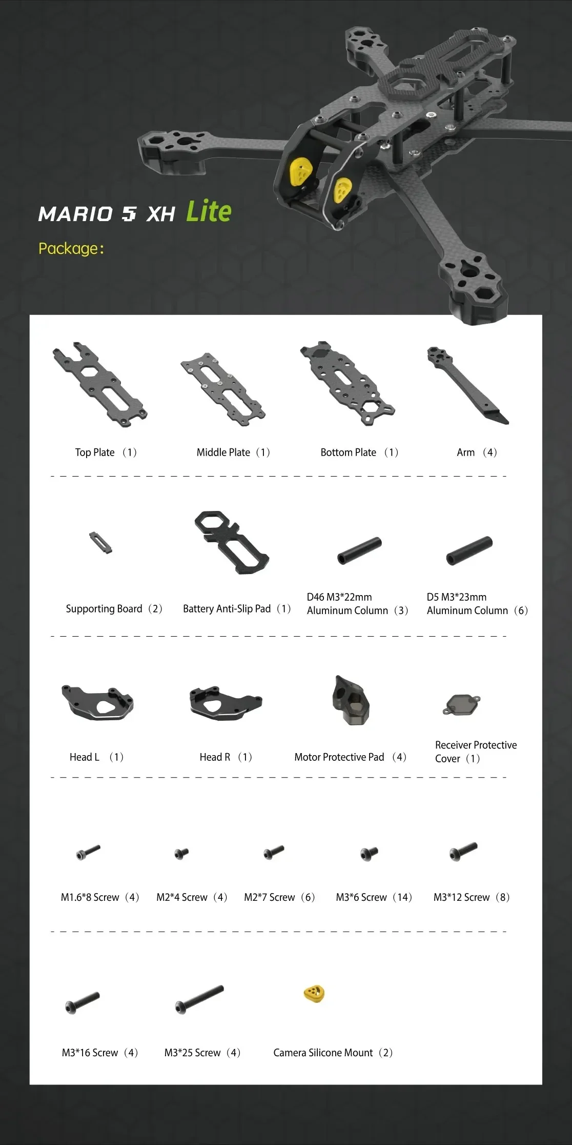 Kit JMRCC Quadcopter Frame Kit - Carbon Fiber FPV Mini H Quad Fpv Drone
