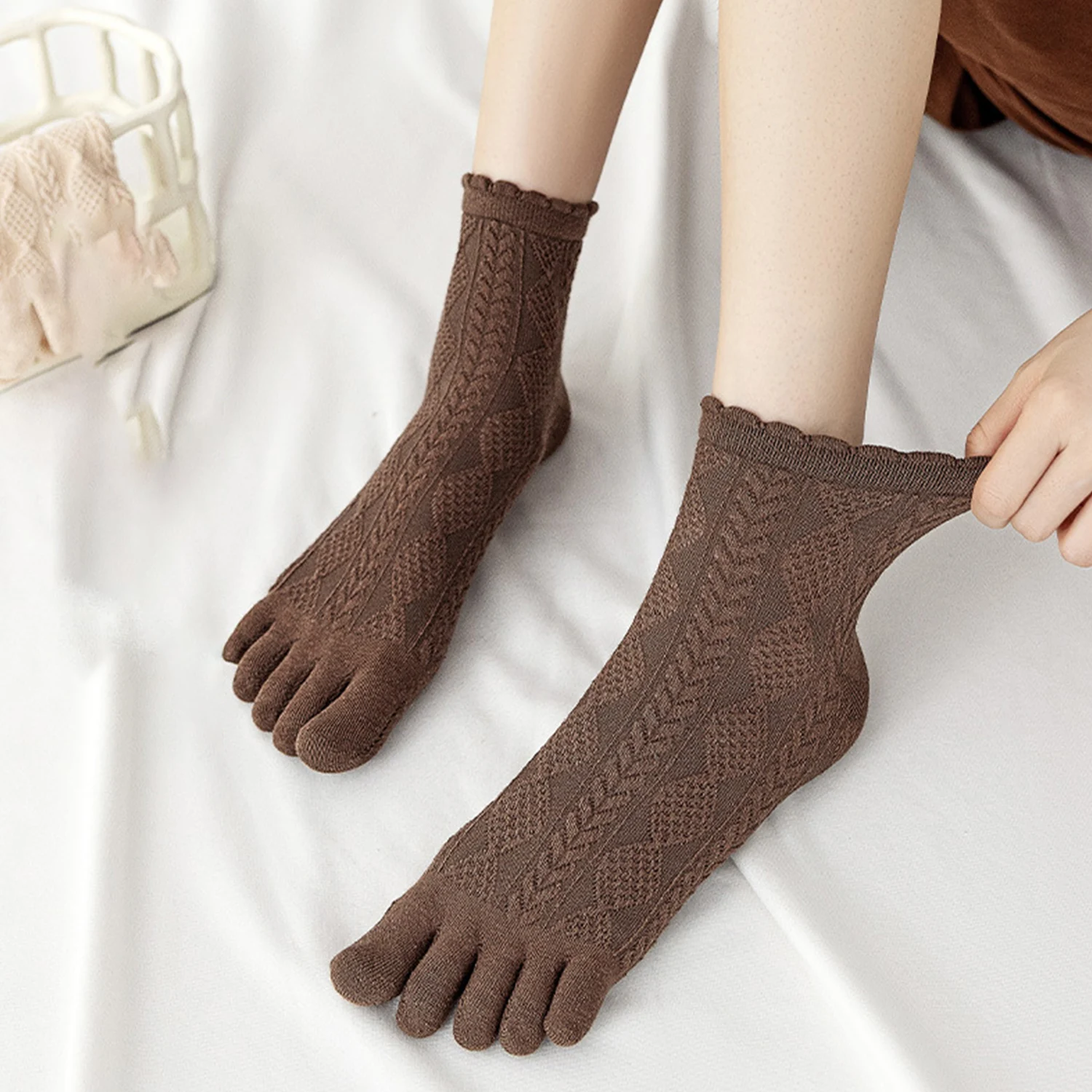 kawaii Five Finger Socks For Women Medium Tube Spring Autumn Casual ...
