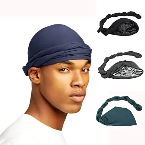 Halo Turban Durag for Men Satin Satin Silk Lined Elastic Men Turban ...