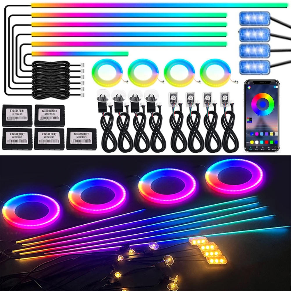 18-In-1-Universal-Symphony-Rainbow-LED-Ambient-Light-For-Car-RGB-Neon ...
