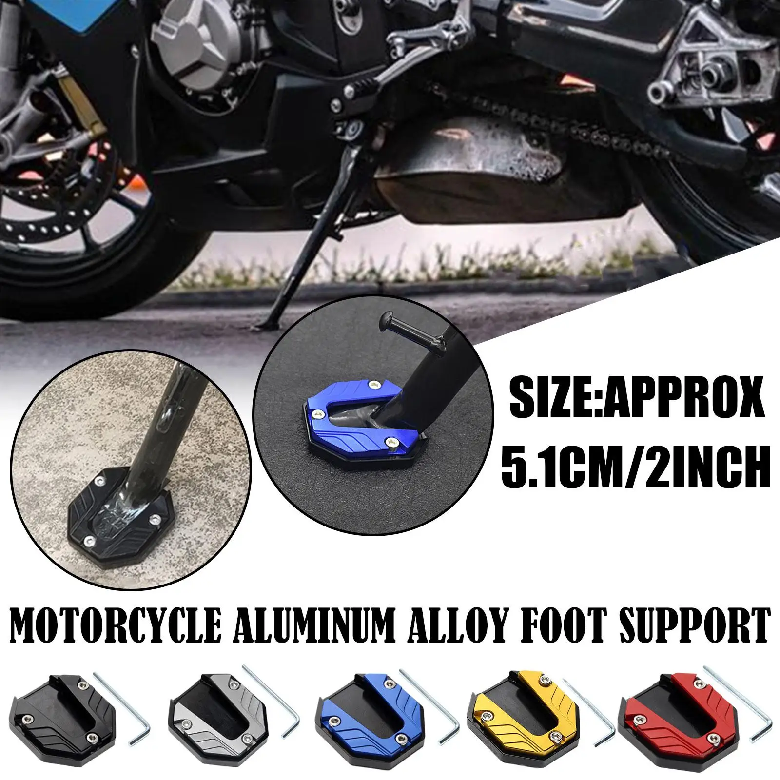 Aluminum-Alloy-Motorcycle-Bike-Kickstand-Extender-Anti-skid-Enlarged ...
