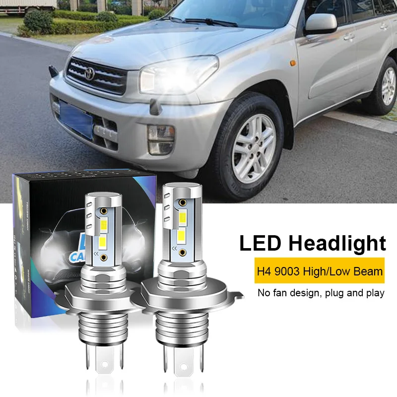 2PCS For Toyota Rav4 2001-2005 H4 9003 LED Headlight Bulbs CSP Fanless High & Low Beam H4 LED ...