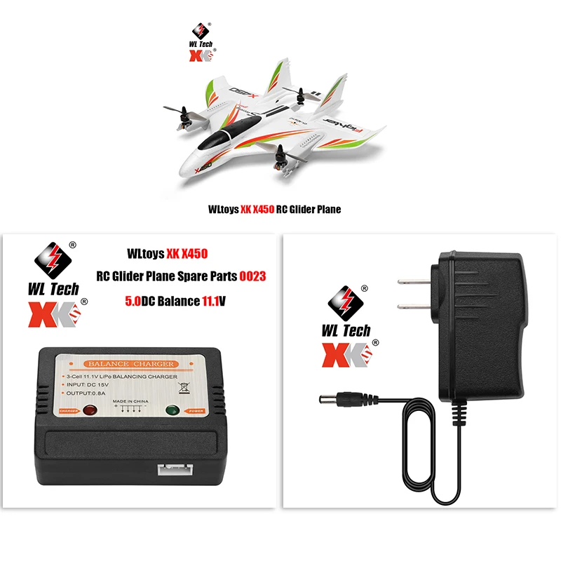 WLtoys XK X450 RC Glider Plane Spare Parts 0023 Battery Charger Kits Original Charger 15V 800mAh ...