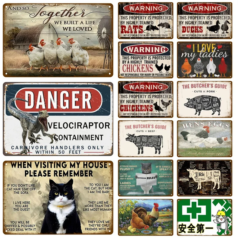 Retro-Black-Cat-Metal-Sign-Poster-Funny-Cat-Tin-Sign-Animal-Vintage ...