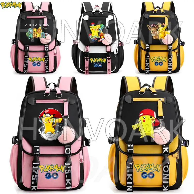 POKEMON-GO-Backpack-USB-Charge-School-Bag-for-Adults-Women-Men-Pikachu ...