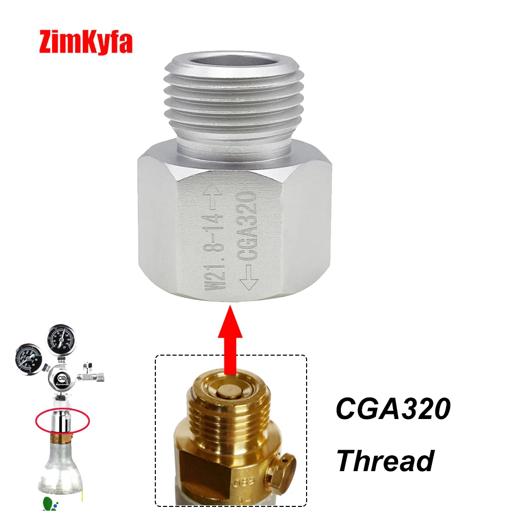Convertor-Female-CGA320-to-Male-W21-8-14-CO2-Cylinder-Canister-Tank-Regulator-Adapter-For ...