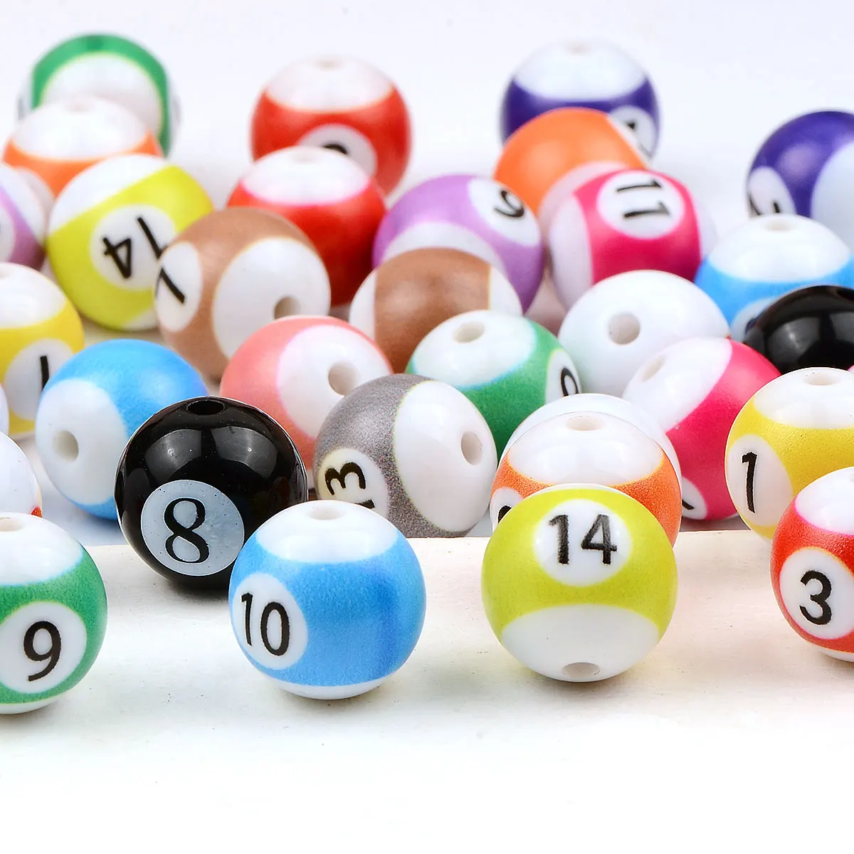 1-6cm-10pcs-Colorful-Acrylic-Beads-Round-Billiard-Ball-Loose-Beads-for ...
