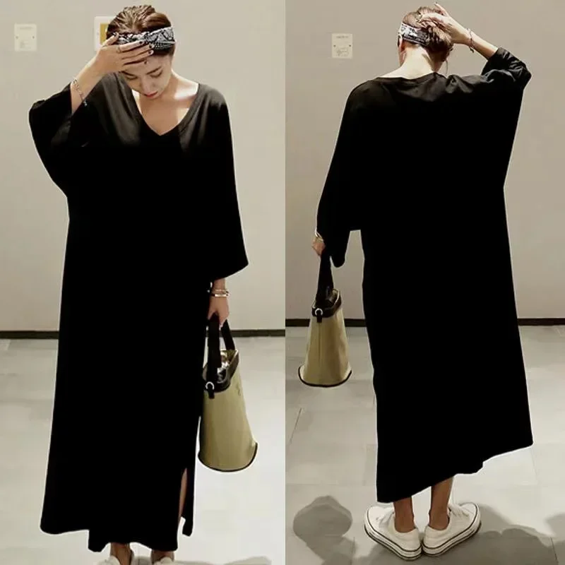 150kg-Women-Dress-Plus-Big-Size-Clothing-Loose-Long-Sleeve-Dresses-Lady ...