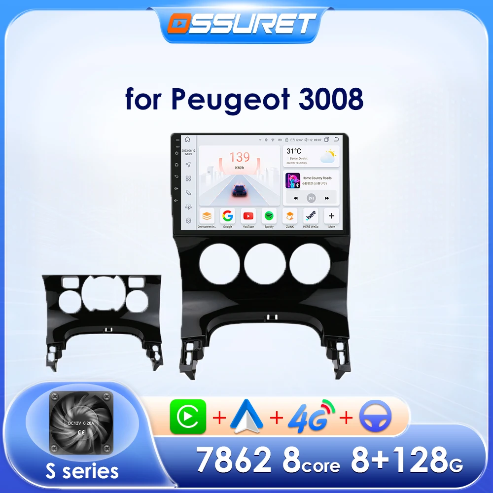 2 Din Android Auto Audio for Peugeot 3008 5008 4008 2009 - 2015 Car ...