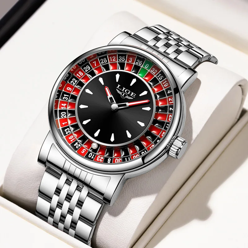 LIGE Russian Roulette Dial Man Watch Creative Man Wristwatches Business ...