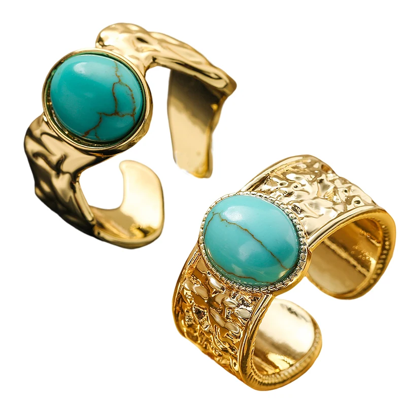 Turquoise Opening Finger Rings for Women Bohemia Vintage Boho Classic ...