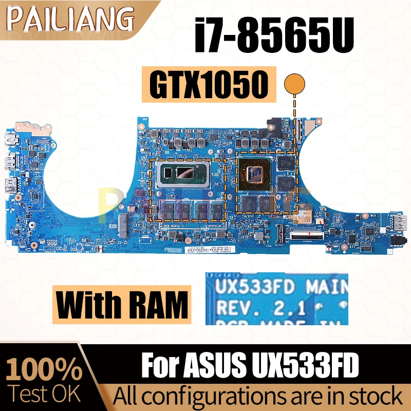 For-ASUS-UX533FD-Notebook-Mainboard-REV-2-1-60NB0JX0-MB1042-i7-8565U ...