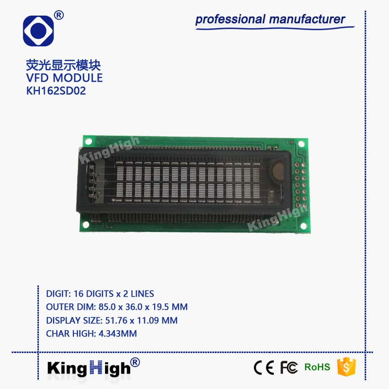 Kh162sd02-Is-the-Same-as-16t202da1-16-X-2-Fluorescent-Display-Module ...