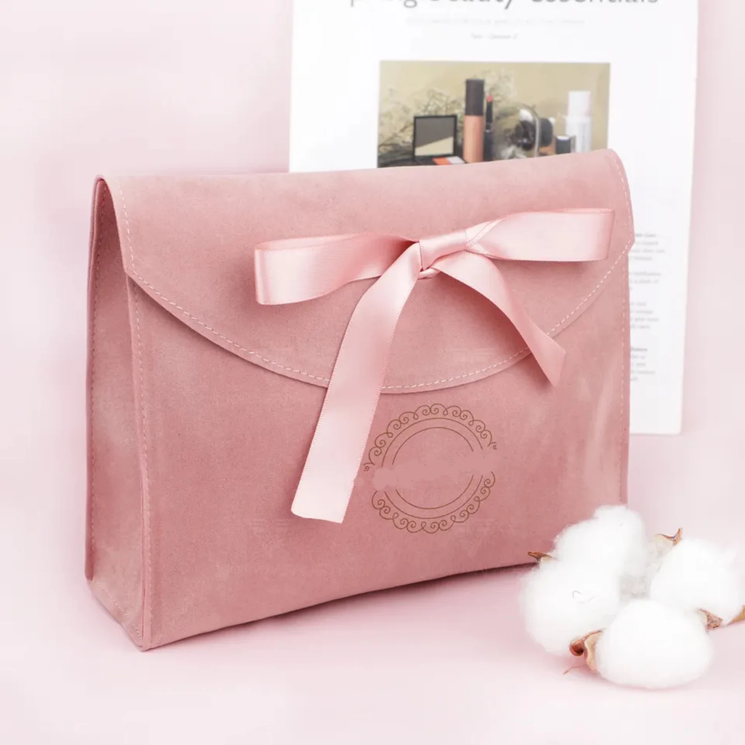 500pcs-Lot-Newest-Custom-Logo-Envelope-Flap-Suede-Perfume-Bag-with-Bow ...