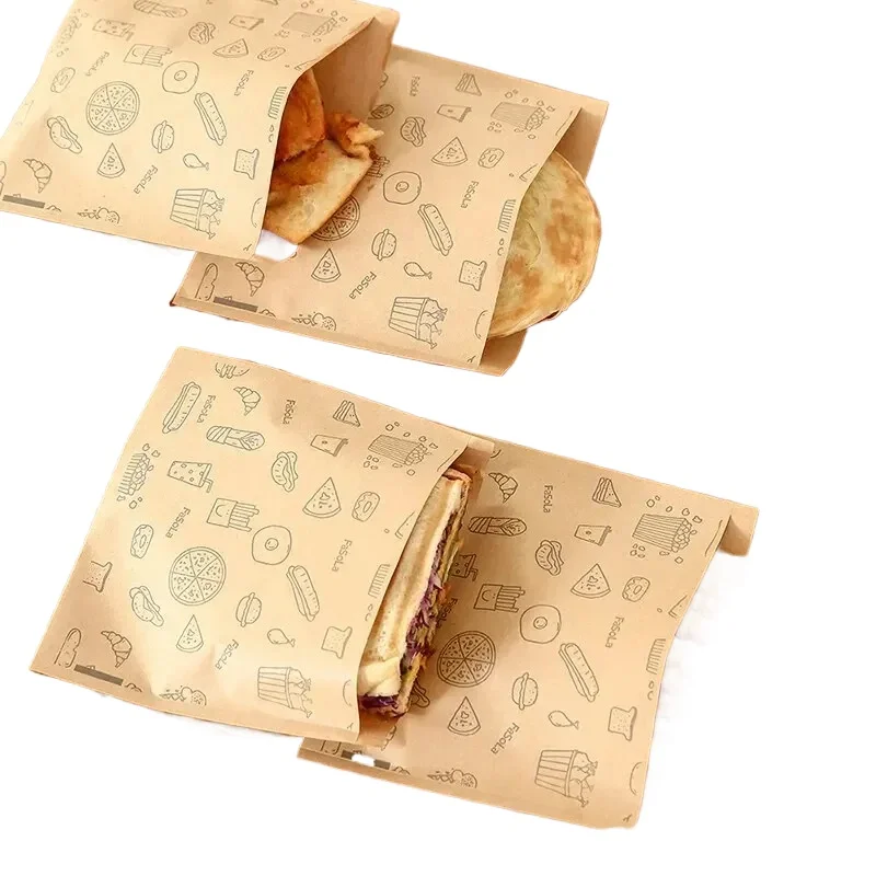 50/100PCS Greaseproof Paper Bag,Kraft Paper Bag,Food Packaging Bag ...