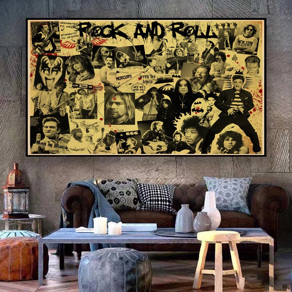 Abstract-Rock-Band-Canvas-Paintings-Wall-Art-Singer-Music-Vintage ...