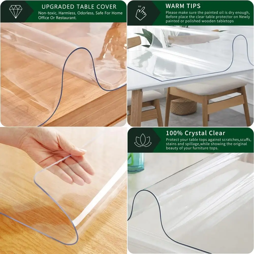Clear Vinyl Table Protector - 60x60 Inch, Heat Resistant, Wipe Clean ...