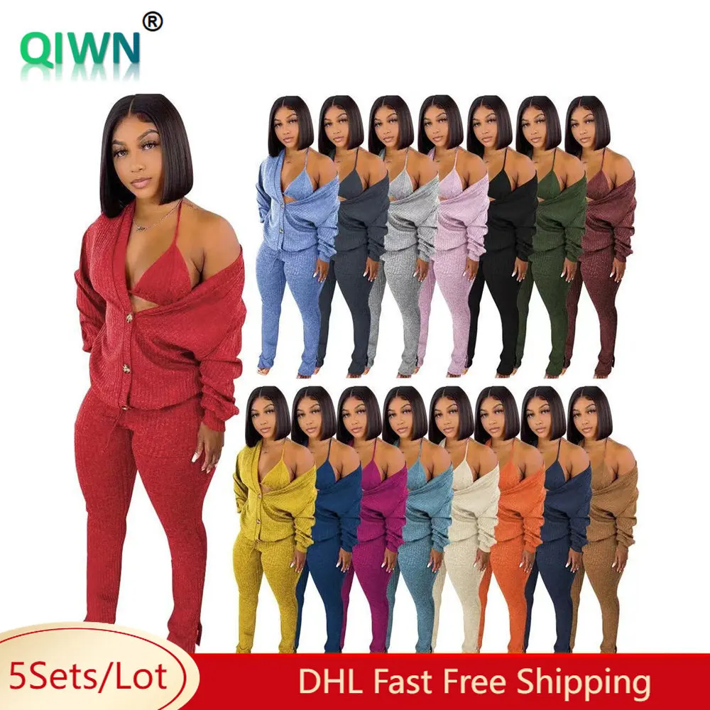 Conjunto de punto de 3 piezas para mujer, ropa interior + cárdigan ...