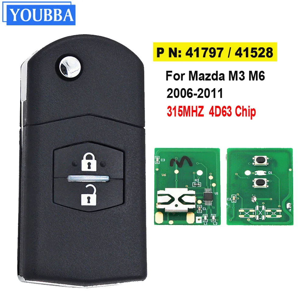 YOUBBA-2-Buttons-Flip-Remote-Key-Keyless-Entry-FOB-315MHZ-with-4D63 ...