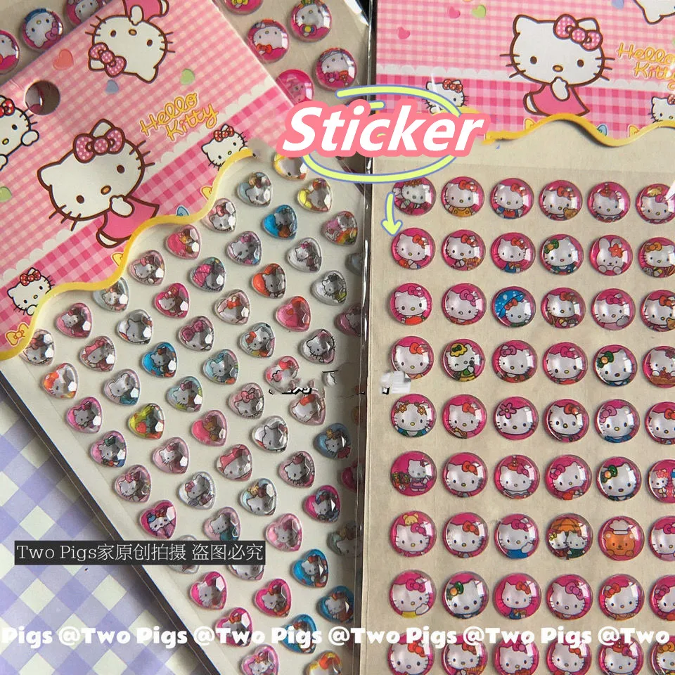 Cartoon-Hello-Kitty-3D-Sticker-Crystal-Diamond-Decal-Kawaii-Girl-Mobile ...