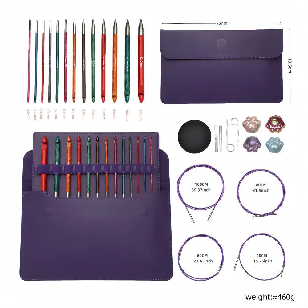 13Pcs Wooden Crochet Hooks Set 15cm 3.5-12.0mm Interchangeable Afghan ...