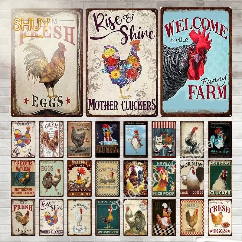 Chicken-Metal-Tin-Sign-Vitage-Posters-for-Room-Club-Farm-Garden-Wall ...