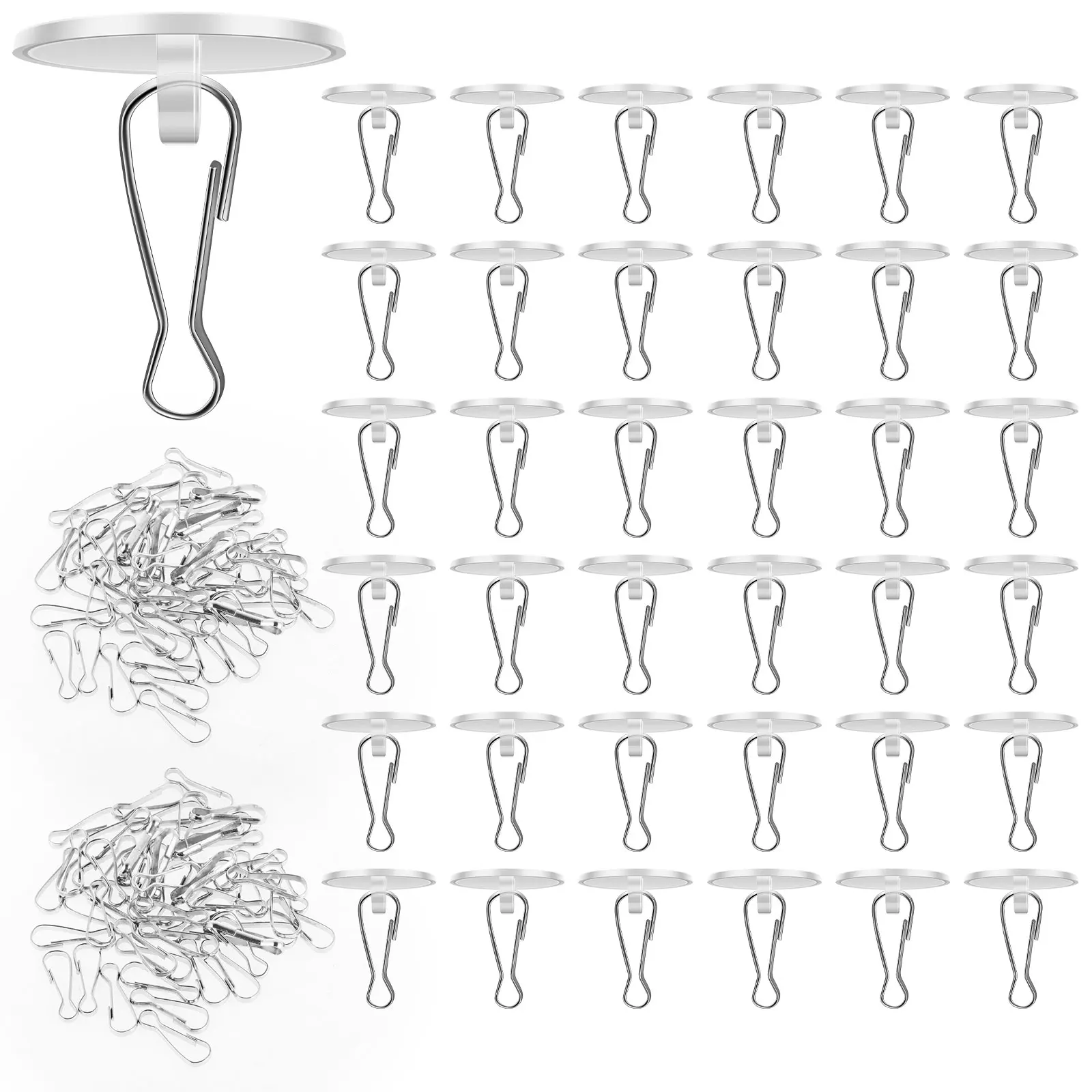 New-200Pcs-Self-Adhesive-Ceiling-Hooks-No-Drill-Sticky-Ceiling-Hooks ...