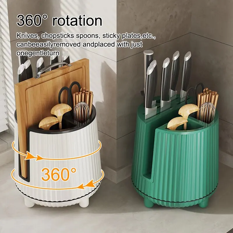 1PC-360-Rotating-Knife-Cutting-Board-Chopsticks-Stand-Integrated-Drain ...