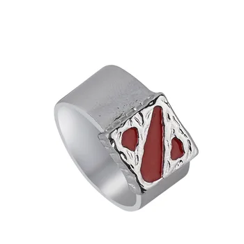 Wholesale Dota 2 Ring Dota2 Logo Sign Symbol Silver Color Red Enamel ...