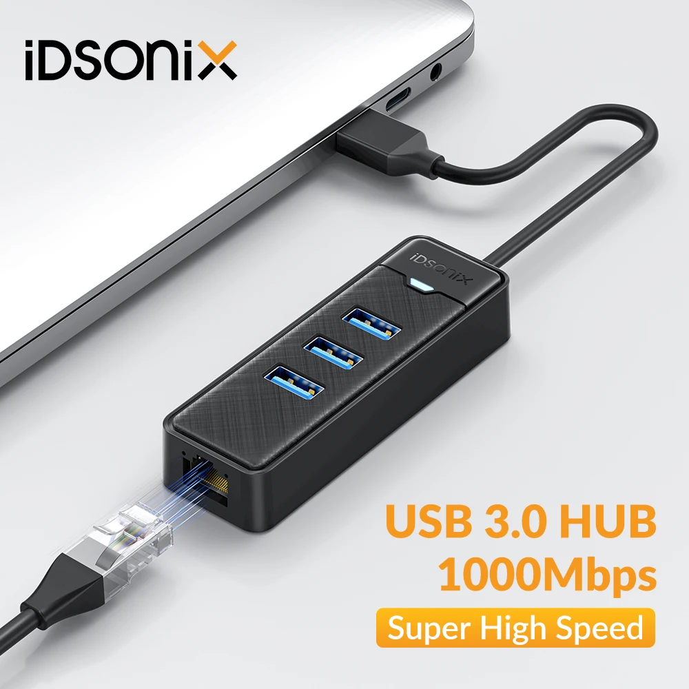 Idsonix 1000mbps Ethernet Usb 3.0 Hub With Rj45 Usb Splitter Multi Port ...