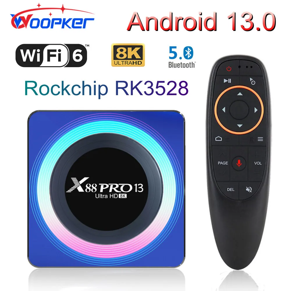 Woopker 안드로이드 13 TV 박스 X88 프로 13 Rockchip RK3528 4GB 64GB 8K HD 비디오 디코딩 ...