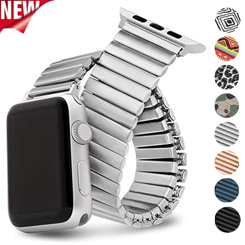 Laço elástico de aço inoxidável para apple watch band ultra 49mm 8 7 6 ...